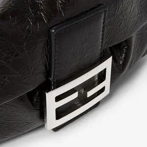 Fendi Baguette® Soft Mini-bag In Black Crackled Leather